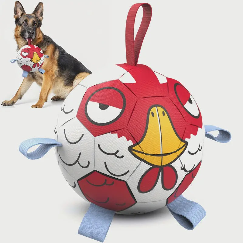 Soccer Ball with Tug Tags - Chicken – Dog Balls USA